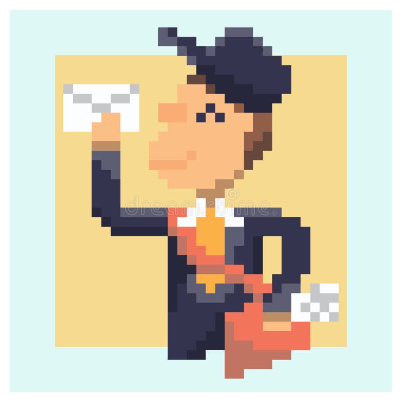 Postman in pixel art stock illustration. Illustration of postman ...