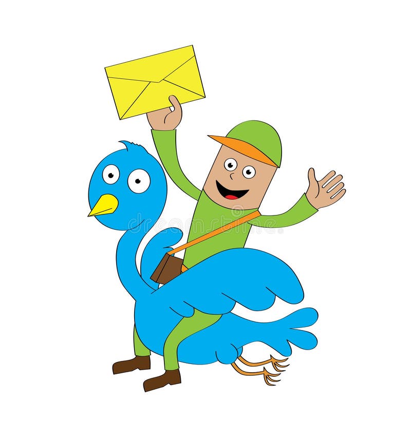Postman riding bird stock vector. Illustration of happiness - 25726604