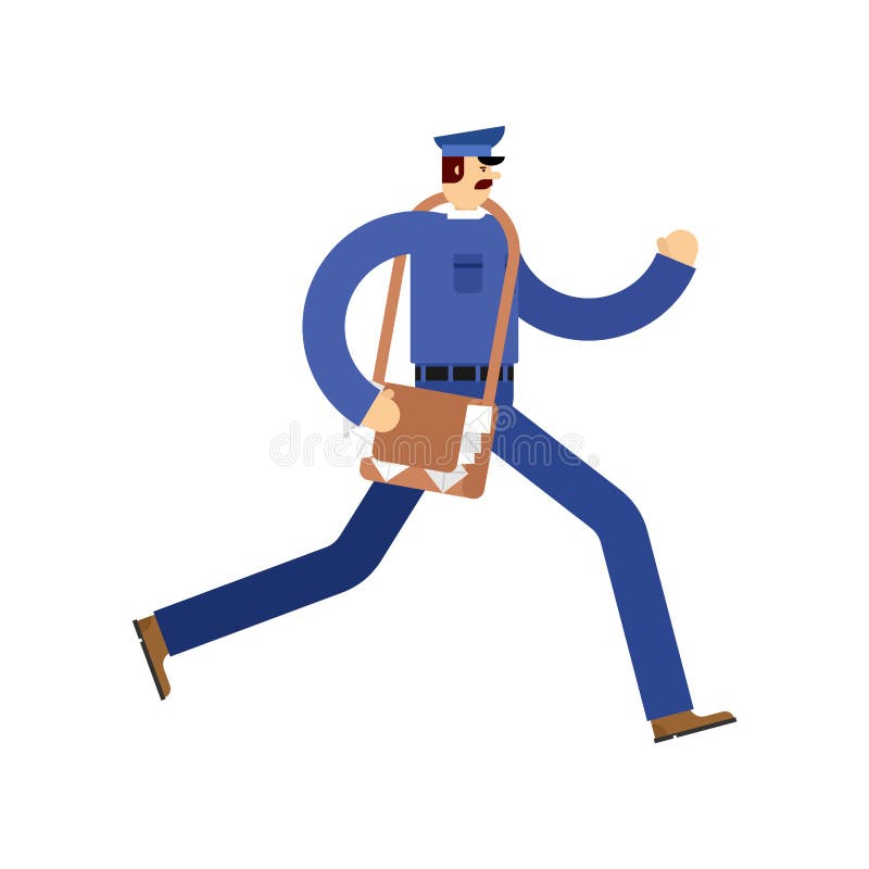 Postman Run and Postage Bag. Mailman and Mail Stock Vector ...