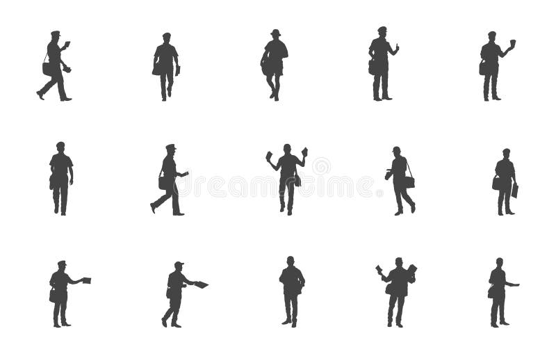 Postman Silhouette, Postman Vector Set, Mailman Silhouette, Mailman ...