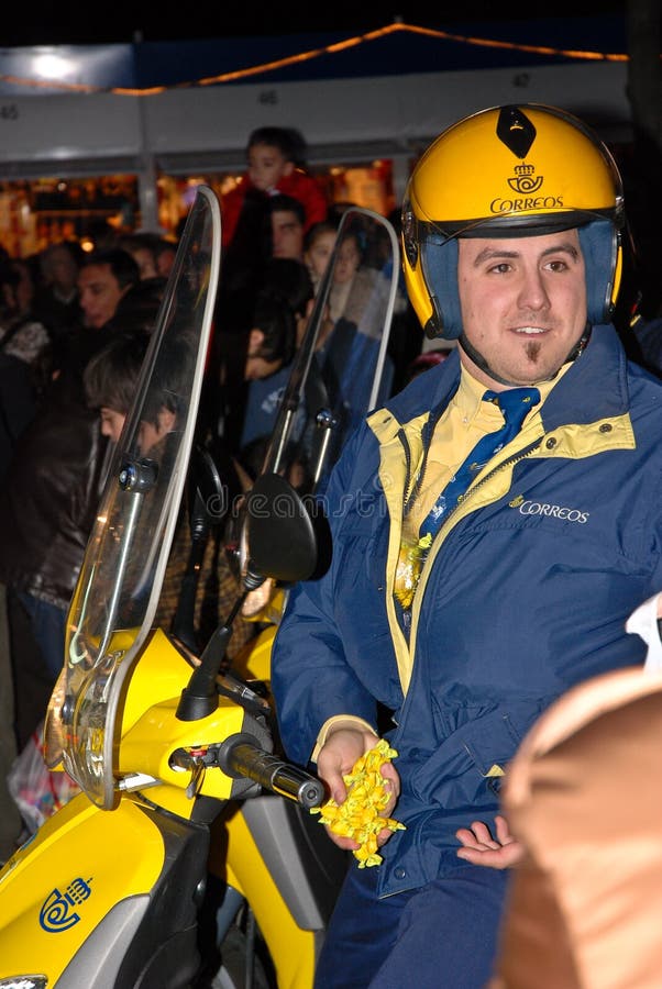 Postman Throwing Candy - Reyes Magos Parade Editorial Stock Image ...