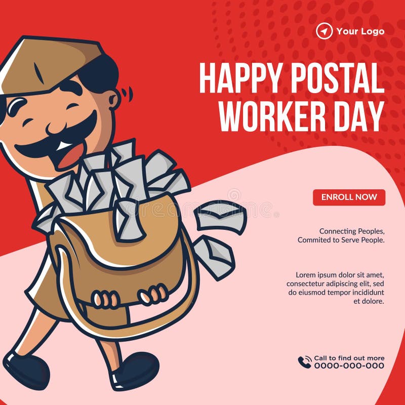 Banner Design of Postal Man Job Opening Stock Vector - Illustration of ...