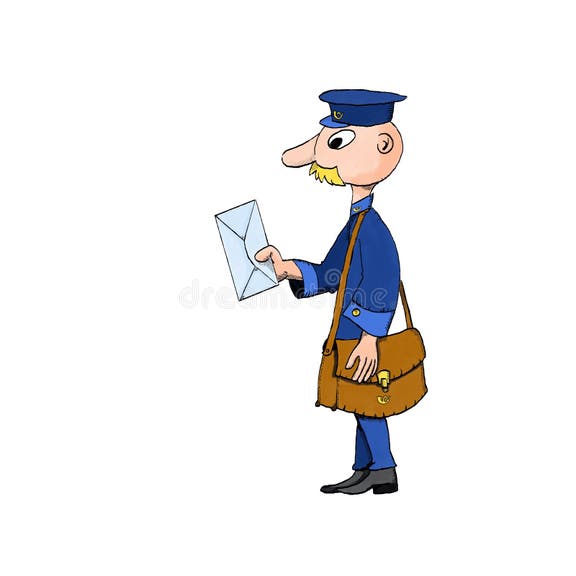 Postman in uniform stock illustration. Illustration of meaning - 87607914