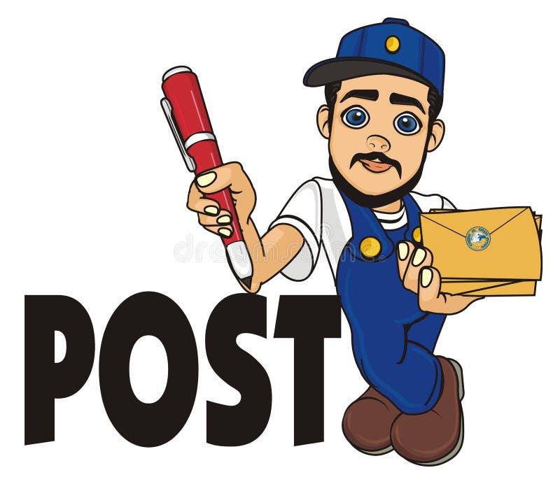 Postman with word stock illustration. Illustration of black - 98727993