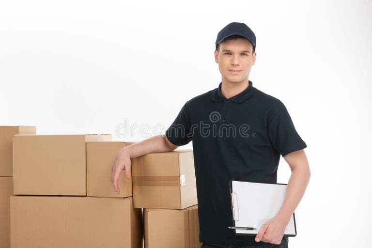 Postman at work. stock image. Image of freight, objects - 32586031