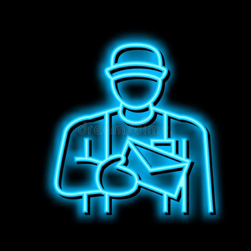 Postman Worker Neon Glow Icon Illustration Stock Vector - Illustration ...