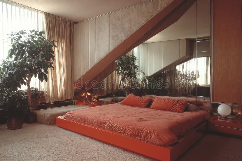 Postmodern Bedroom, a Modern Bedroom with Mirrors and Comfy Furniture ...