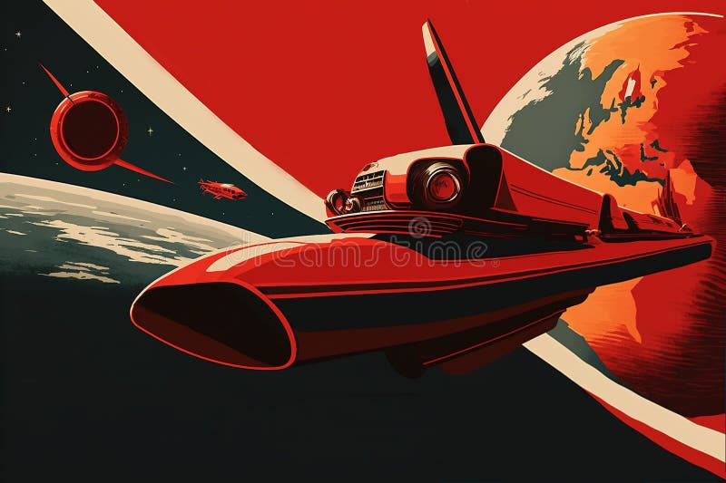 Postmodernism Poster in 2035. Transport of Future Stock Illustration ...