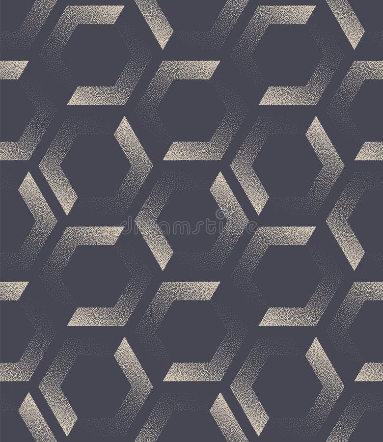 Postmodernism Seamless Pattern Stippled Hexagons Vector Abstract ...