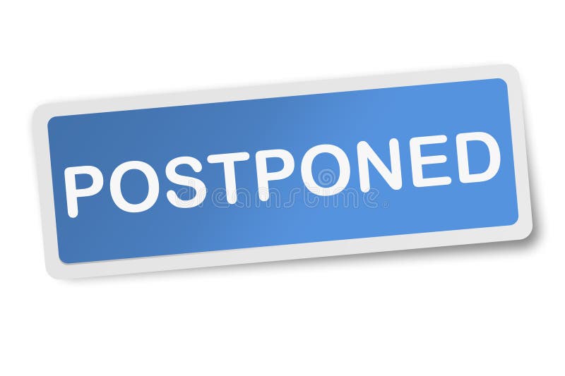 Postponed Square Sticker Isolated on White Stock Illustration ...
