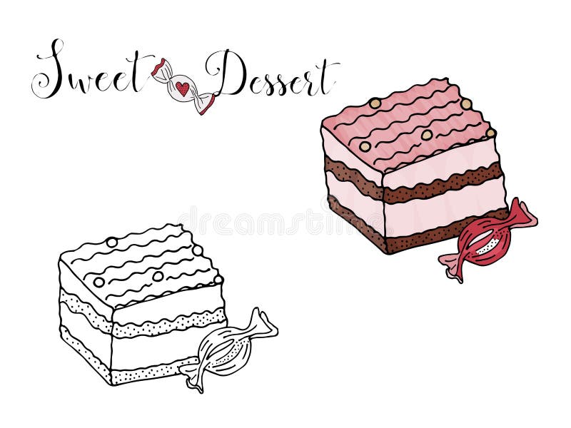 Postre Aislado Vectorial Con Caramelos En El Fondo Blanco Ilustración ...