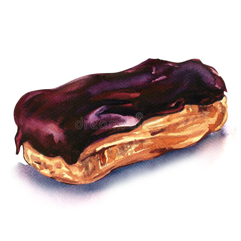 Eclair. Ilustración De Postre. Comida Dulce Francesa. Esbozo Dibujado a ...