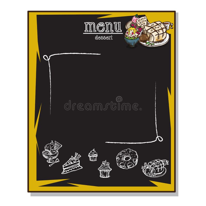 Postre del menú ilustración del vector. Ilustración de tiza - 76217752