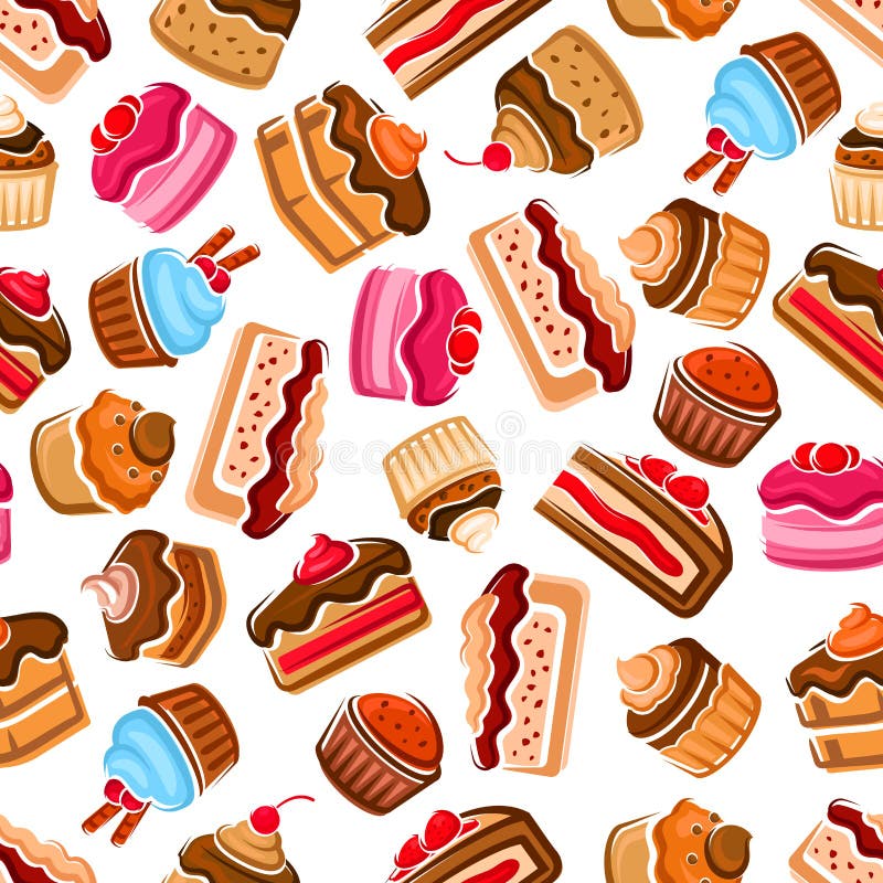 Postres Y Fondo Inconsútil De Los Dulces Ilustración del Vector ...