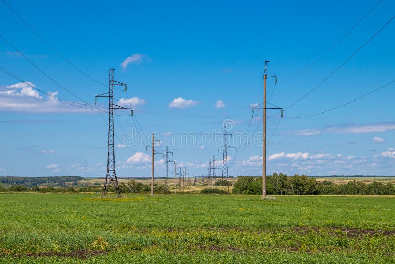 Posts for High Voltage Installed in the Field. Power Line. Stock Image ...