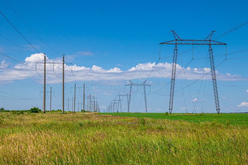 Posts for High Voltage Installed in the Field. Power Line. Stock Image ...