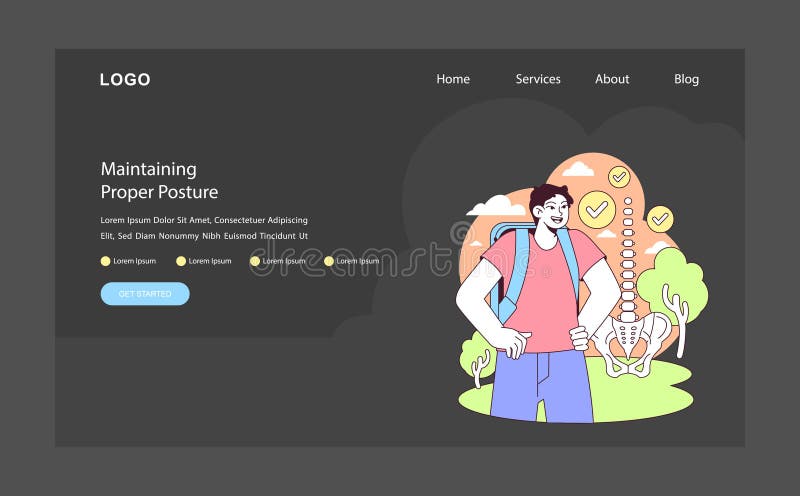 Posture Alignment Concept. Flat Vector Illustration. Stock Vector ...