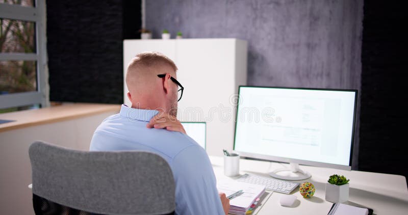 Posture Fatigue Shoulder Pain. Mature Man Stock Image - Image of ...