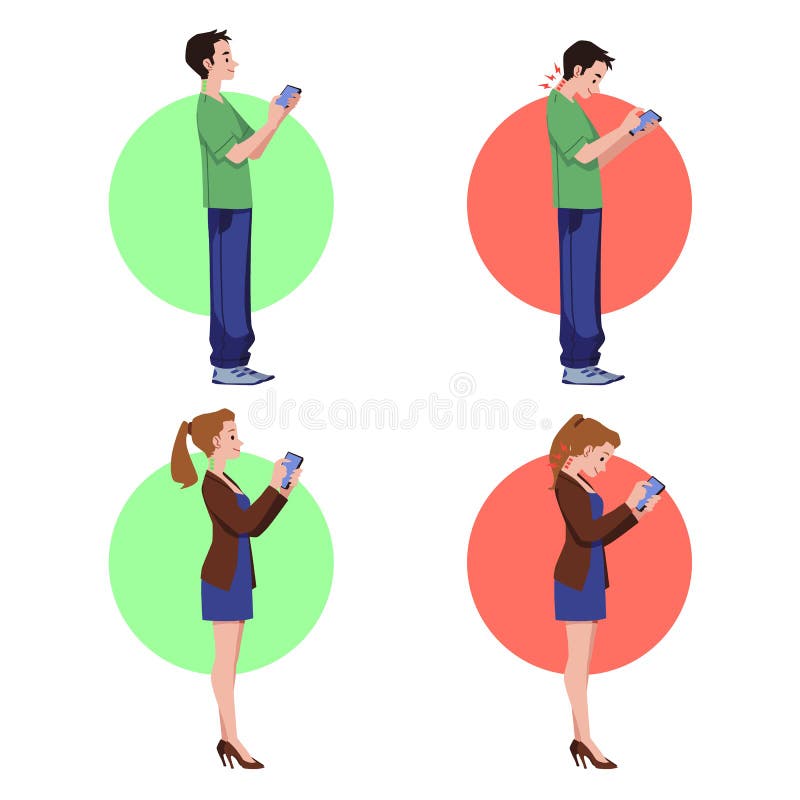Correct Phone Posture Stock Illustrations – 85 Correct Phone Posture ...