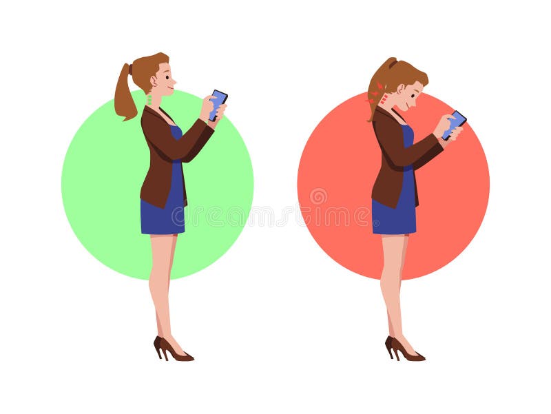 Correct Phone Posture Stock Illustrations – 85 Correct Phone Posture ...