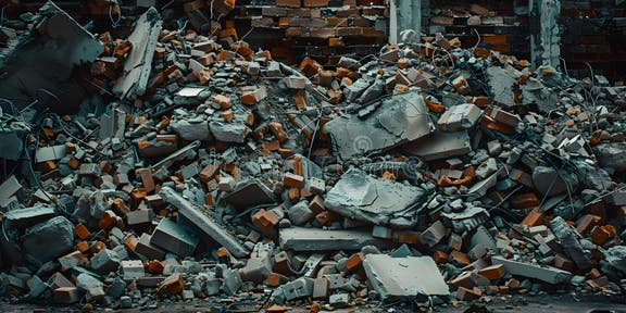 Postwar Rubble Backdrop in Aftermath of Conflict Illustrating ...