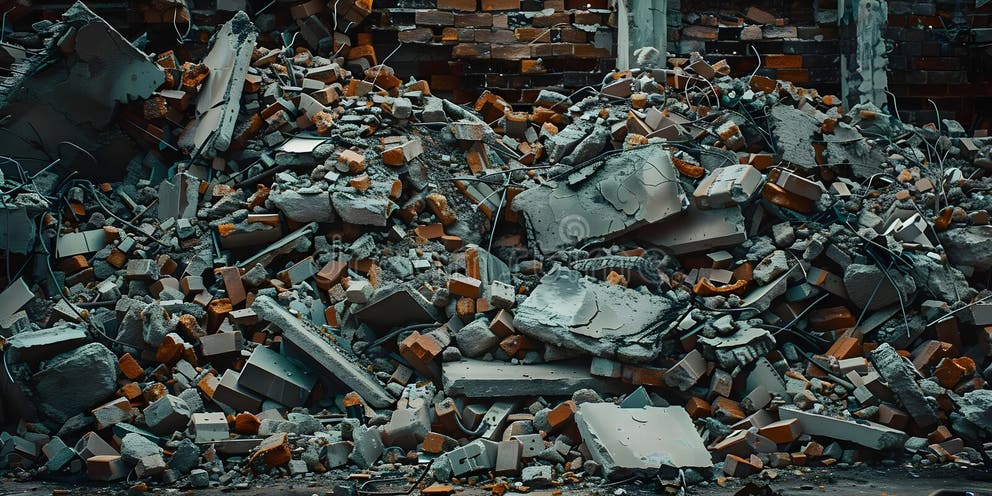 Postwar Rubble Backdrop in Aftermath of Conflict Illustrating ...
