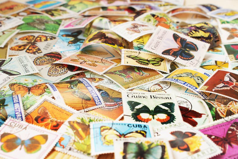 Postzegels met vlinders redactionele stock afbeelding. Image of dier ...