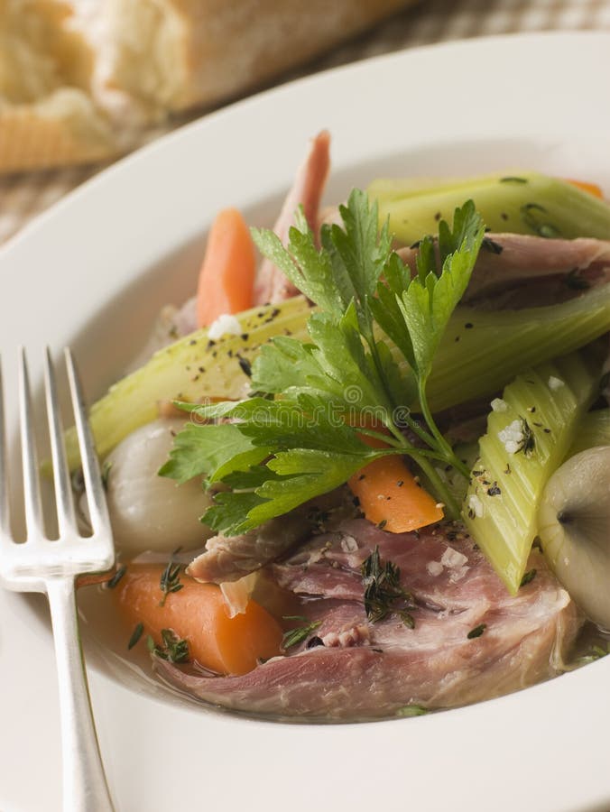 Pot Au Feu with Crusty Bread Stock Photo - Image of cookery, cooking ...