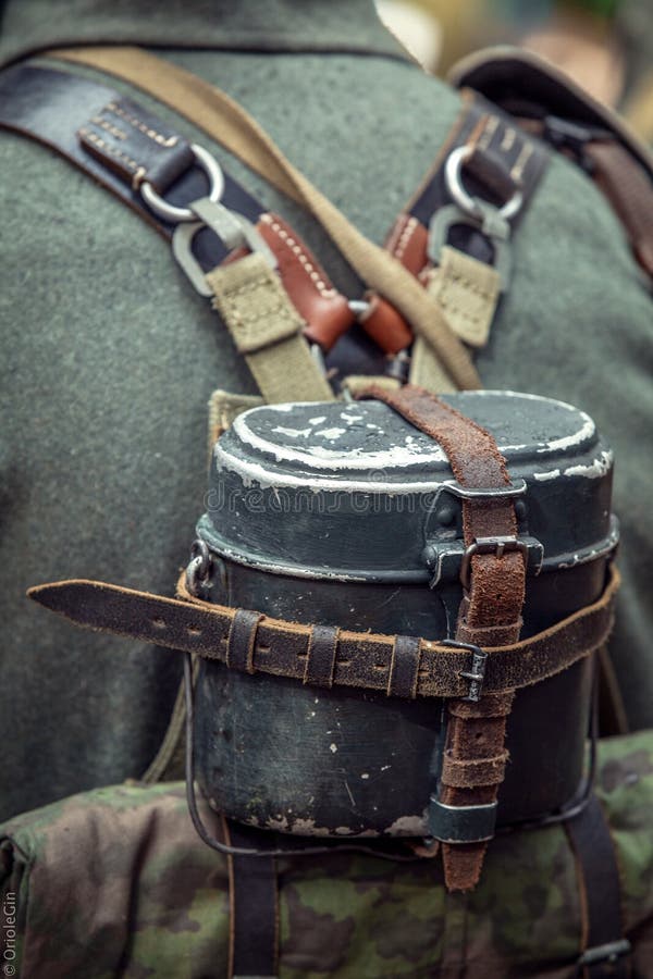 A Pot on the Back of a German Soldier. Stock Image - Image of scene ...