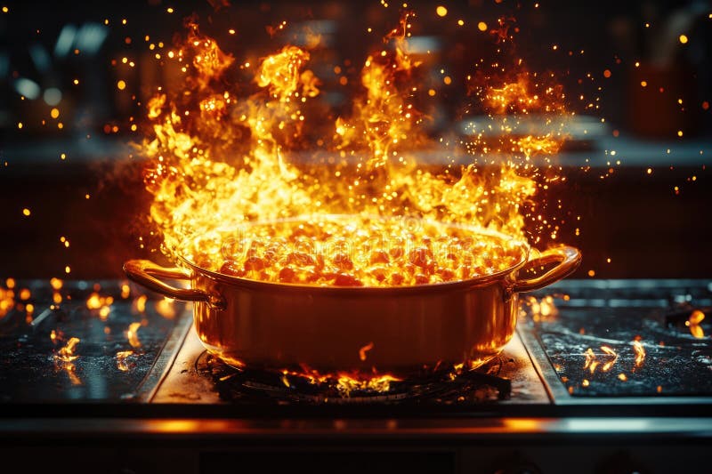 Pot Boiling Stove Flames Visible Stock Photos - Free & Royalty-Free ...