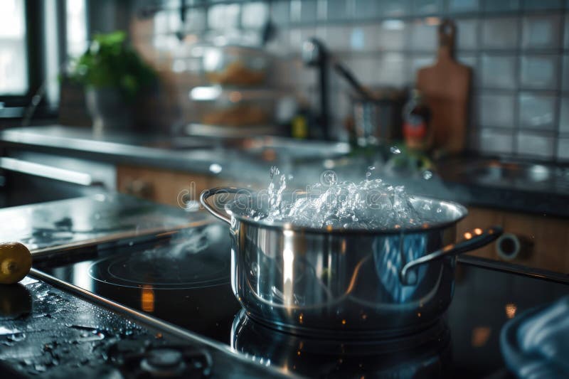 A Pot of Boiling Water on a Stove. Great for Cooking Concepts Stock ...
