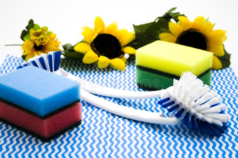 Pot Cleaner with Rinsing Brush Stock Image - Image of scratches ...