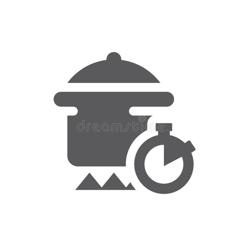 Pot and Clock or Stopwatch Vector Icon Stock Vector - Illustration of ...