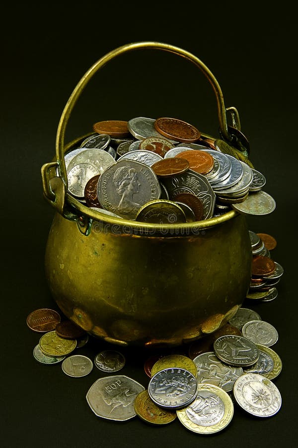 Pot of Coins stock photo. Image of money, brass, copper - 10080804
