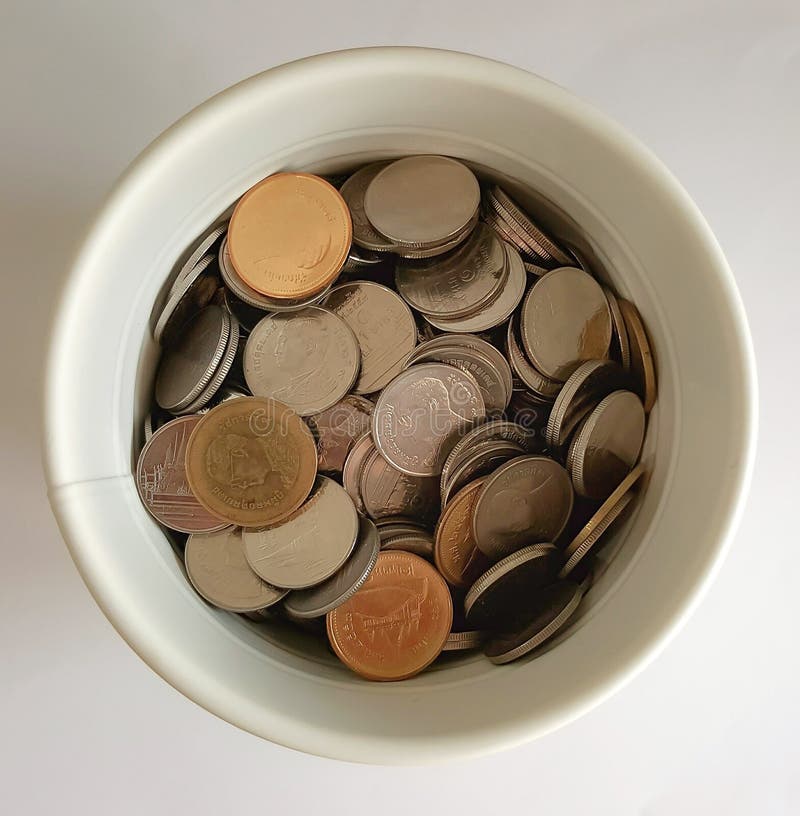 A pot of coins stock image. Image of silver, thai, baht - 87360499
