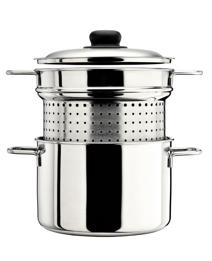 Pot with Colander and Cover Stock Photo - Image of kitchen, vertical ...