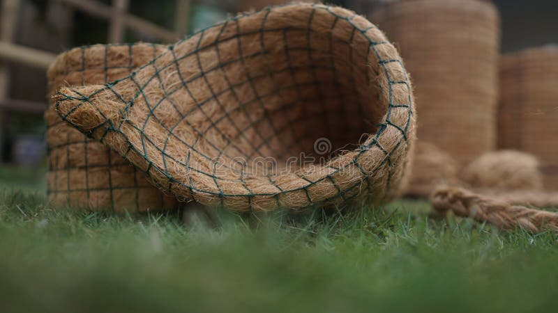 A Pot of Cones Made of Coconut Fiber Stock Photo - Image of fiber ...
