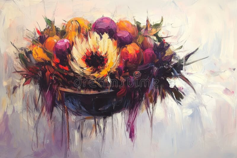 A Pot Containing Assorted Root Vegetables Sits on a Light Grey Table ...