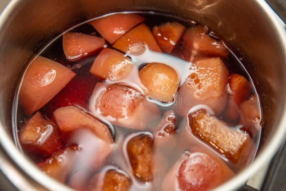 Pot of Cooked Fruit Compote for Christmas Eve Stock Image - Image of ...
