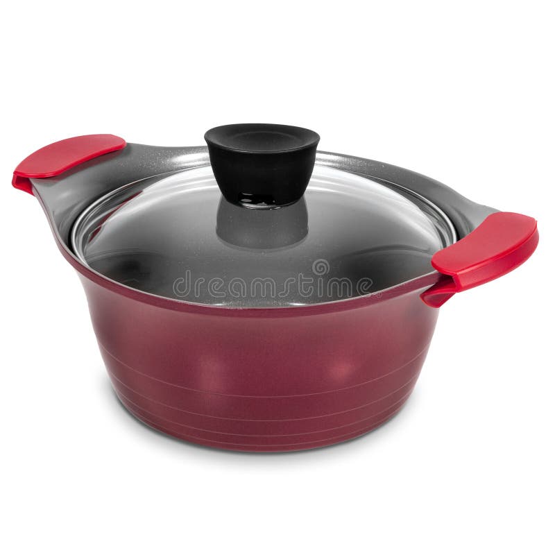 Pot for Cooking, Covered with a Transparent Glass Lid Stock Image ...
