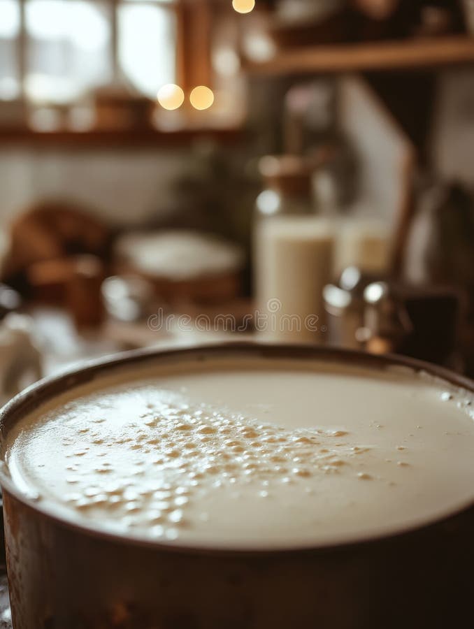 Pot of Creamy Yogurt in a Cozy Kitchen Setting. Stock Photo - Image of ...