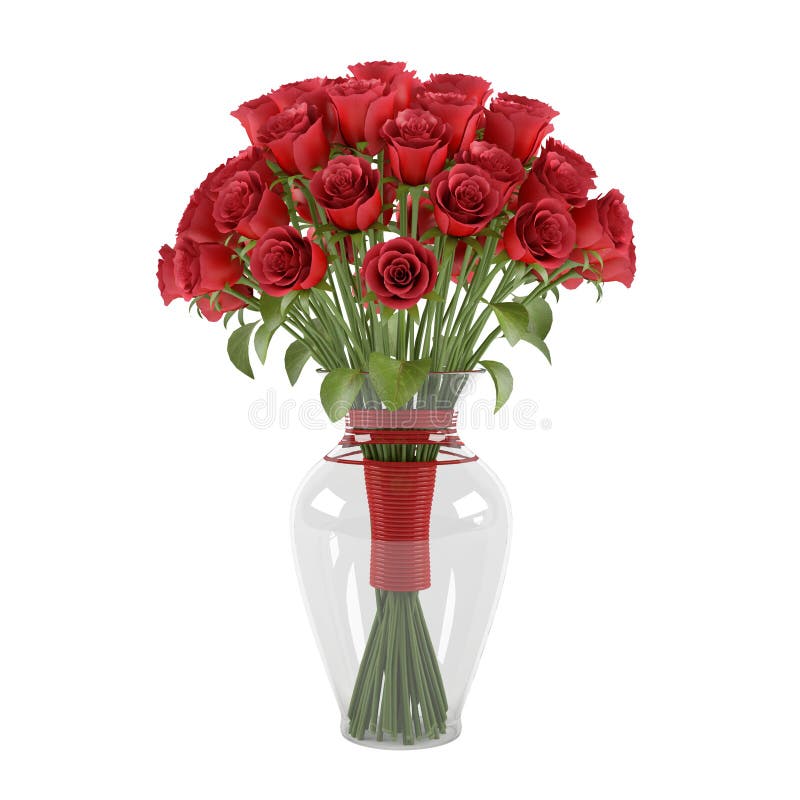 Pot De Fleurs. Un Bouquet Des Roses Rouges Illustration Stock ...