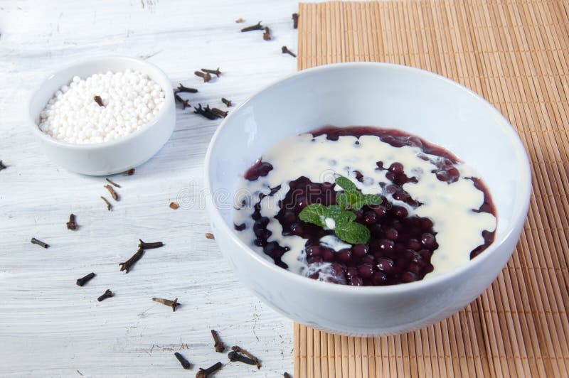 Pot with a Delicious Sagu on the Table Stock Image - Image of organic ...