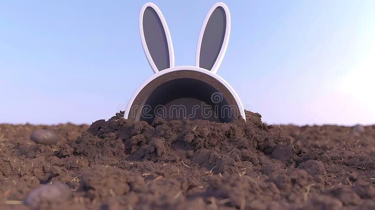A Pot of Easter Bunny Ears in the Soil. Stock Illustration ...