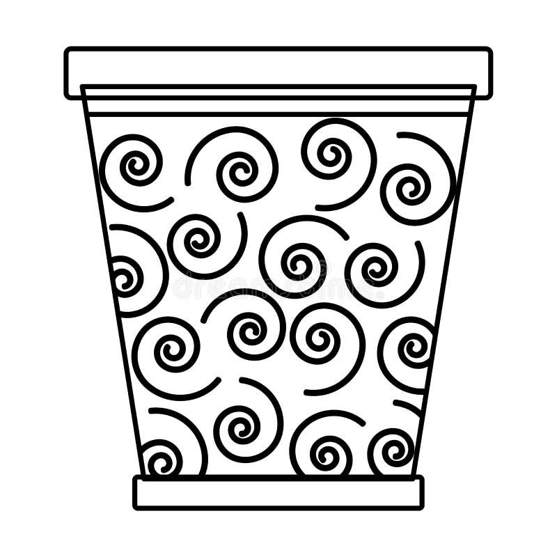 Pot. Empty Plant Earthen Pot in Outline Stock Vector - Illustration of ...