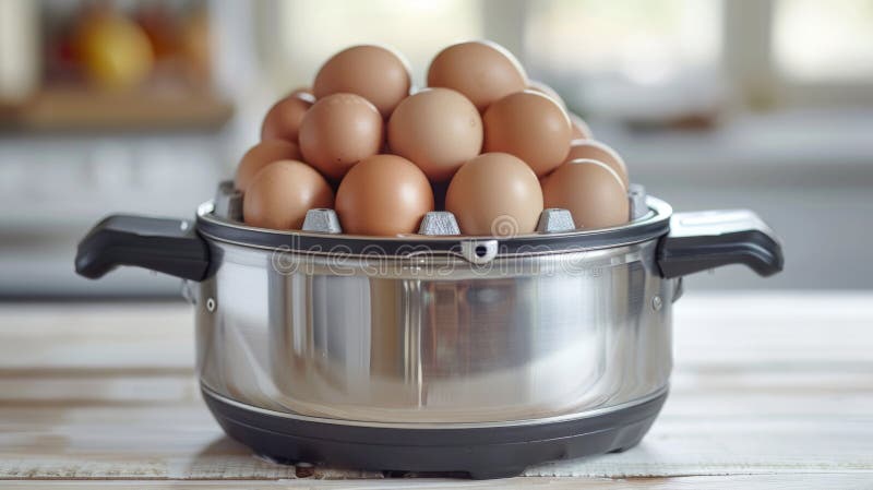 A Pot Filled with Eggs Sitting on a Wooden Table, Great for Still Life ...