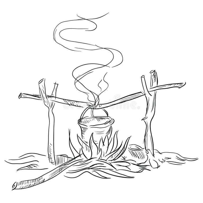 Pot Over Fire Stock Illustrations – 436 Pot Over Fire Stock ...