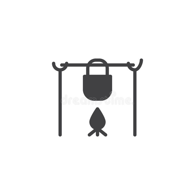 Pot on the Fire in Camping Icon Vector Stock Vector - Illustration of ...