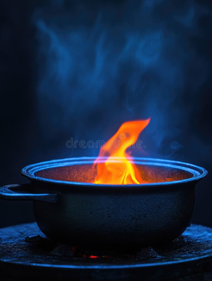 Pot with Fire Inside stock photo. Image of heat, light - 379824656