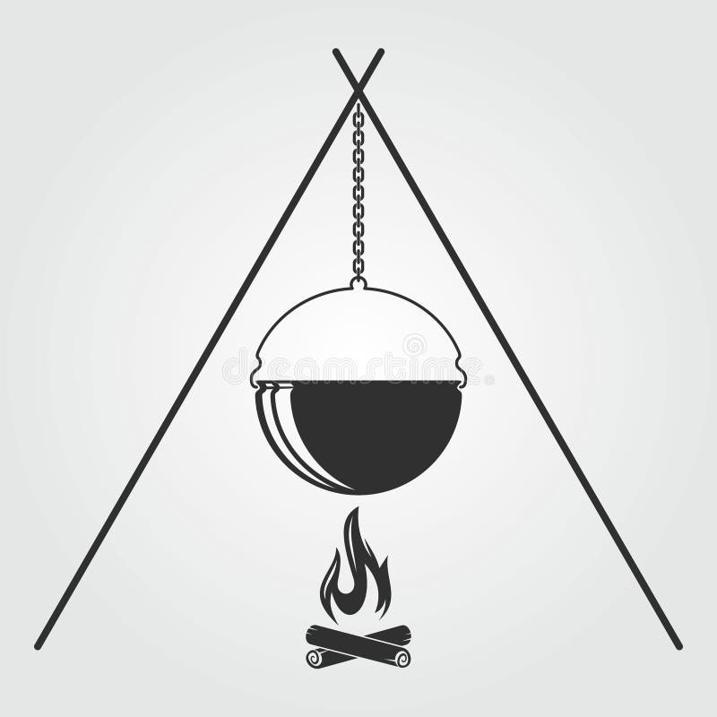 Pot on the Fire Silhouette. Vector Illustration Stock Vector ...